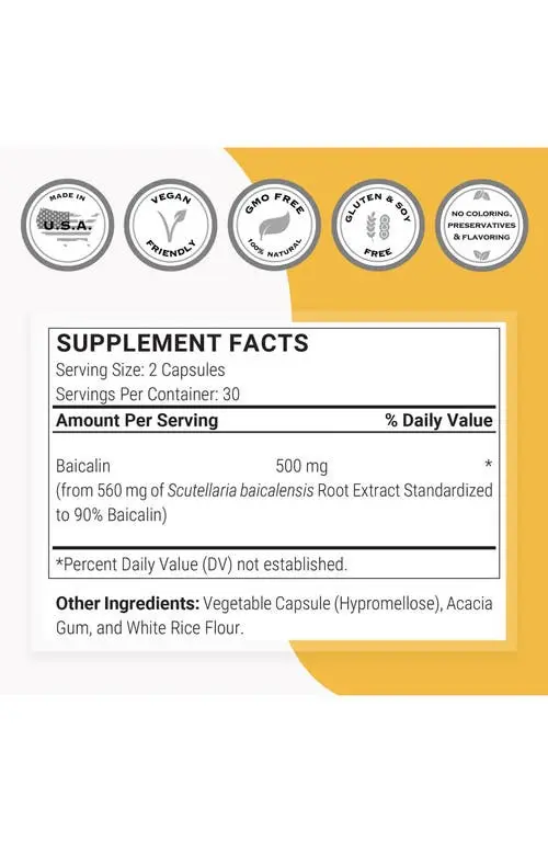 SUPERSMART Baicalin 90% 500mg Per Day