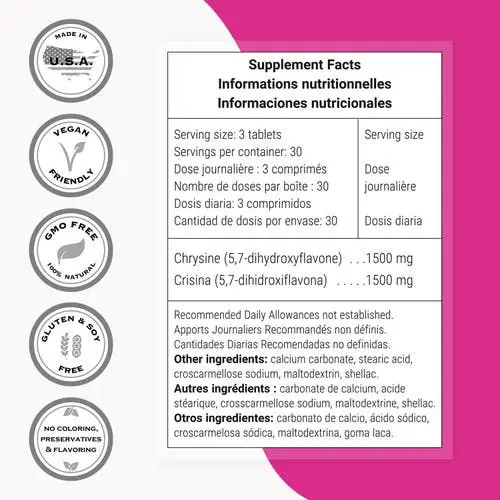 SUPERSMART Chrysin Supplement 1500mg