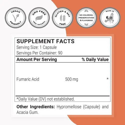 SUPERSMART Fumaric Acid 500mg Per Day