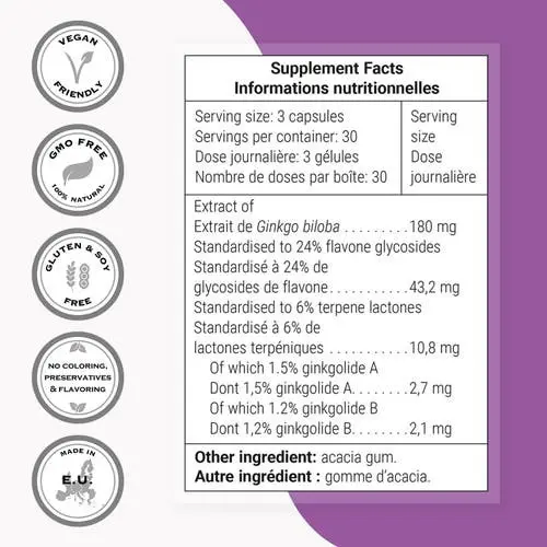 SUPERSMART Ginkgo Biloba 180mg Per Day