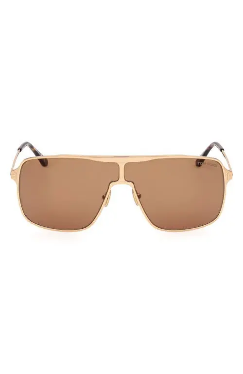 TOM FORD Zappa 69mm Oversize Navigator Sunglasses - Gold/havana/brown Lenses