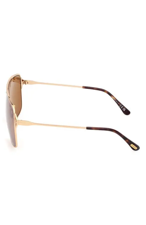 TOM FORD Zappa 69mm Oversize Navigator Sunglasses - Gold/havana/brown Lenses