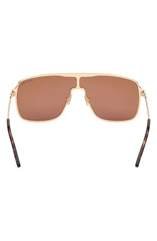 TOM FORD Zappa 69mm Oversize Navigator Sunglasses - Gold/havana/brown Lenses