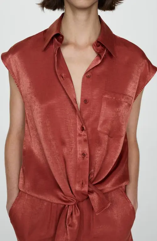 Mango Hammered Satin Cap-sleeve Shirt