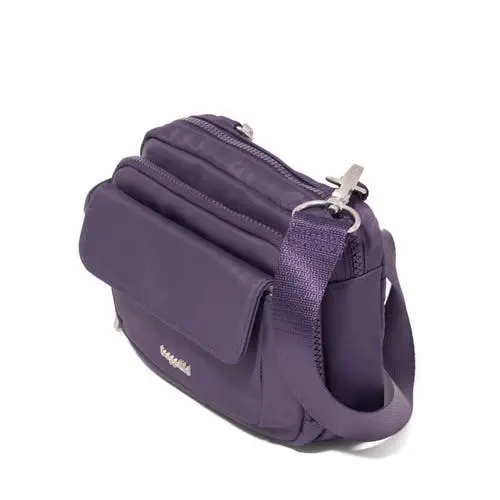 BAGGALLINI Double Zip Crossbody Bag - Deep Grape Twill