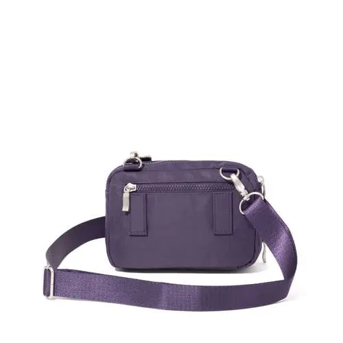 BAGGALLINI Double Zip Crossbody Bag - Deep Grape Twill