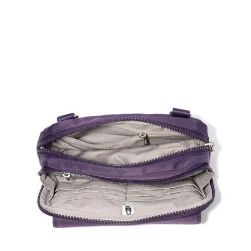 BAGGALLINI Double Zip Crossbody Bag - Deep Grape Twill