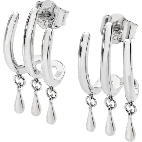 LUCY QUARTERMAINE Waterfall Drip Hoop Stud Earrings - Sterling Silver