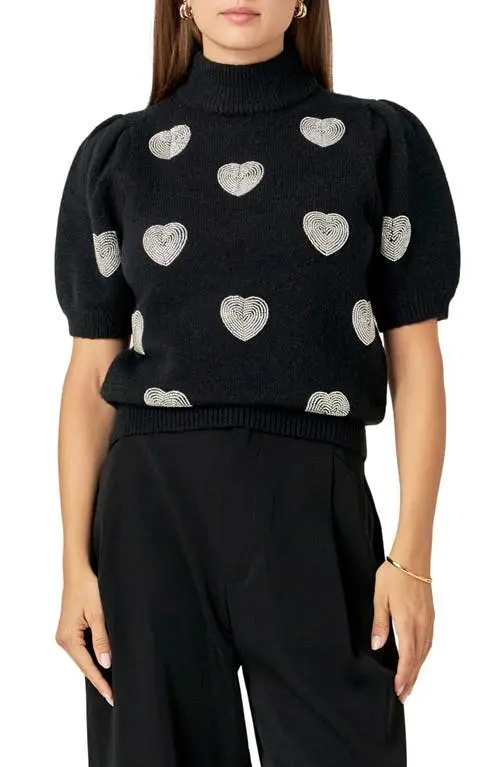 English Factory Heart Embellished Sweater