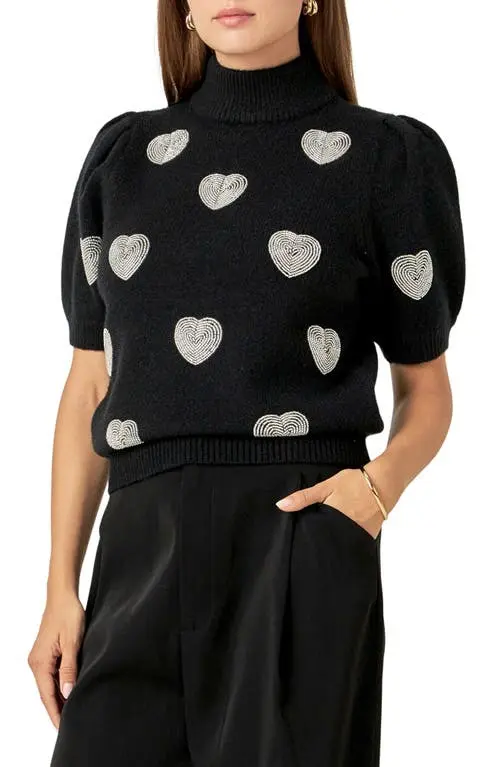 English Factory Heart Embellished Sweater