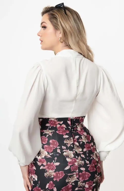 Unique Vintage Long Sleeve Neck Tie Gwen Blouse - White