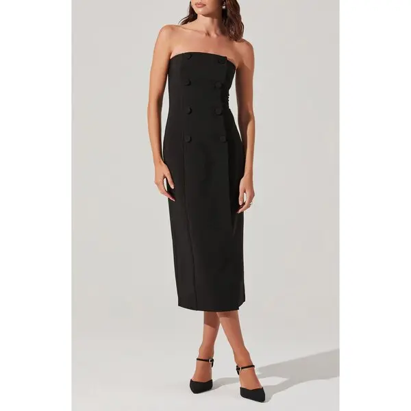 Astr The Label Strapless Tuxedo Midi Dress