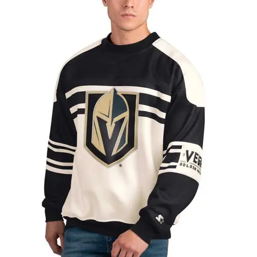 STARTER Vegas Golden Knights Defense Fleece Crewneck Pullover Sweatshirt - White