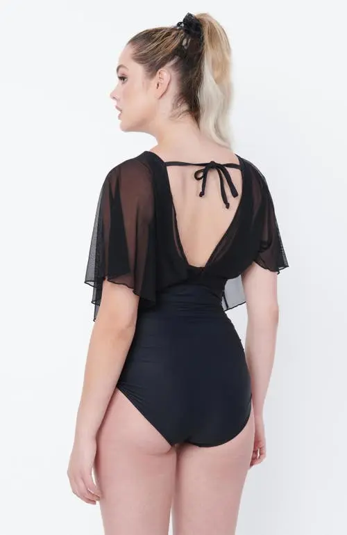 Unique Vintage Mesh Butterfly Sleeve Torrey One Piece Swimsuit