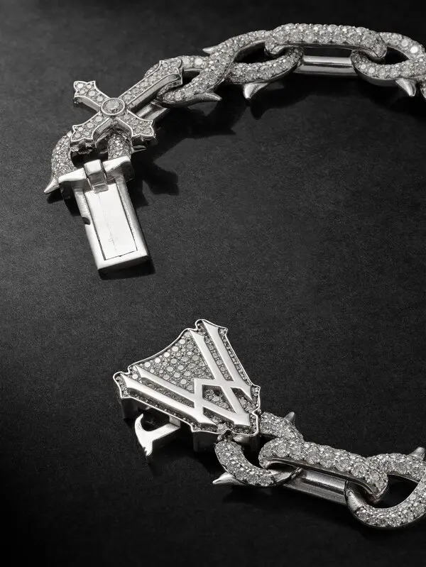ALEX MOSS 14-karat White Diamond 'st Mark' Bracelet