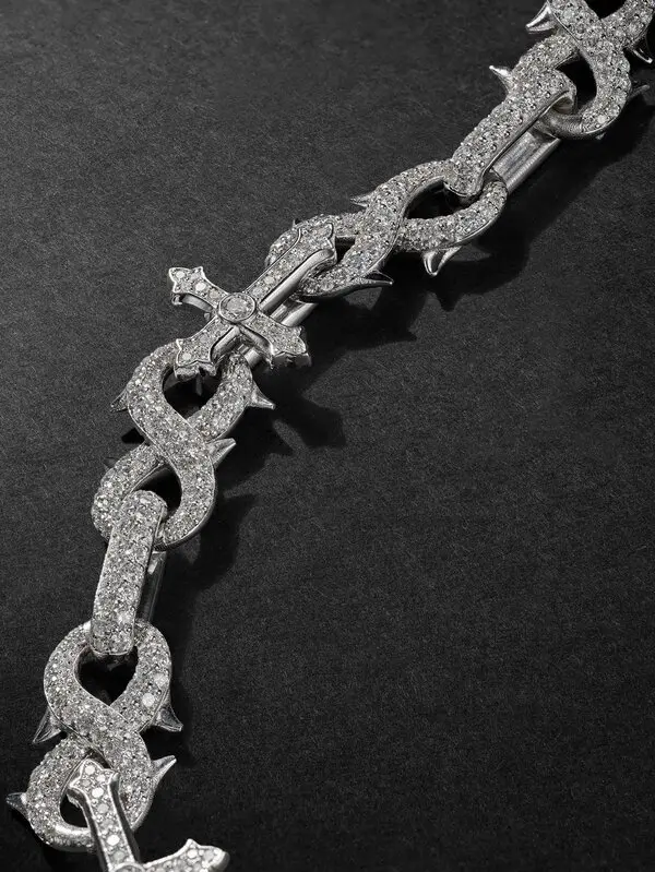 ALEX MOSS 14-karat White Diamond 'st Mark' Bracelet