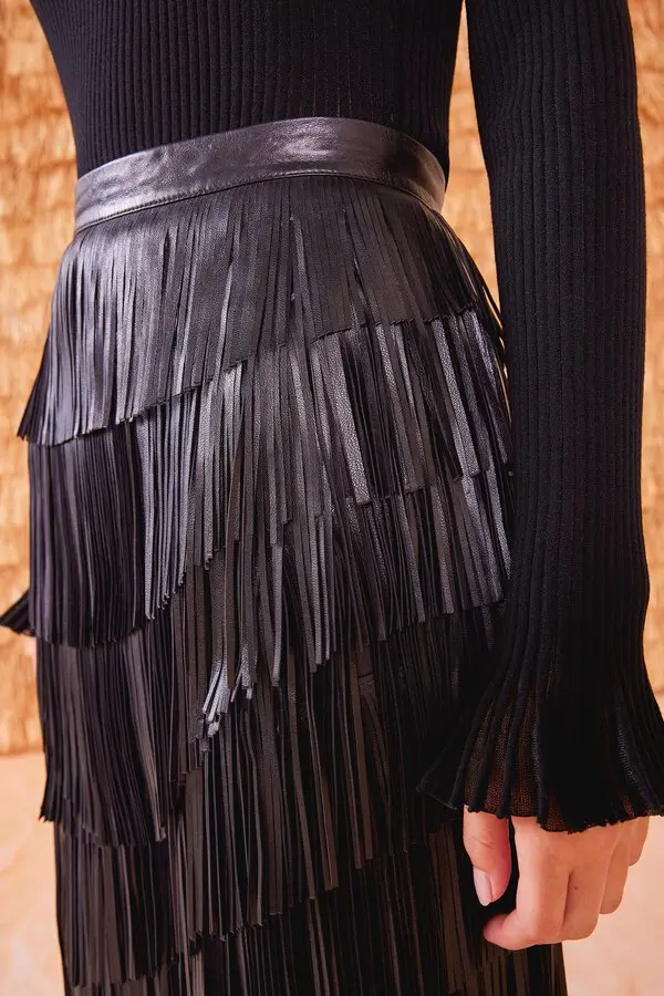 Ulla Johnson Therese Fringe Leather Skirt