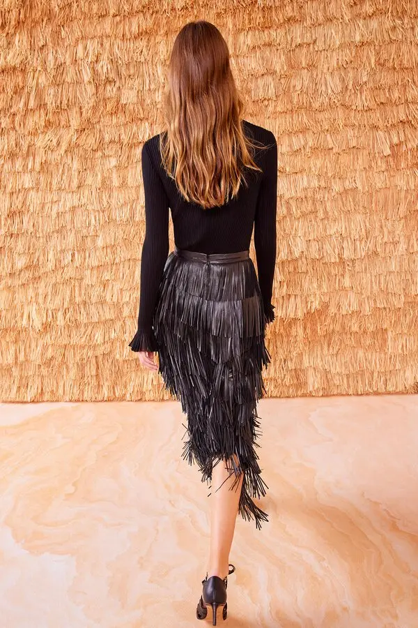Ulla Johnson Therese Fringe Leather Skirt