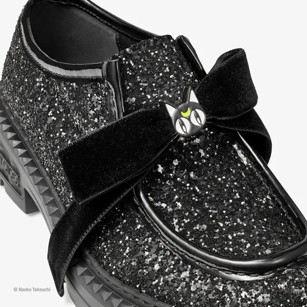 Jimmy Choo Luna Marlow Glitter Loafers - Black | Editorialist display picture 2