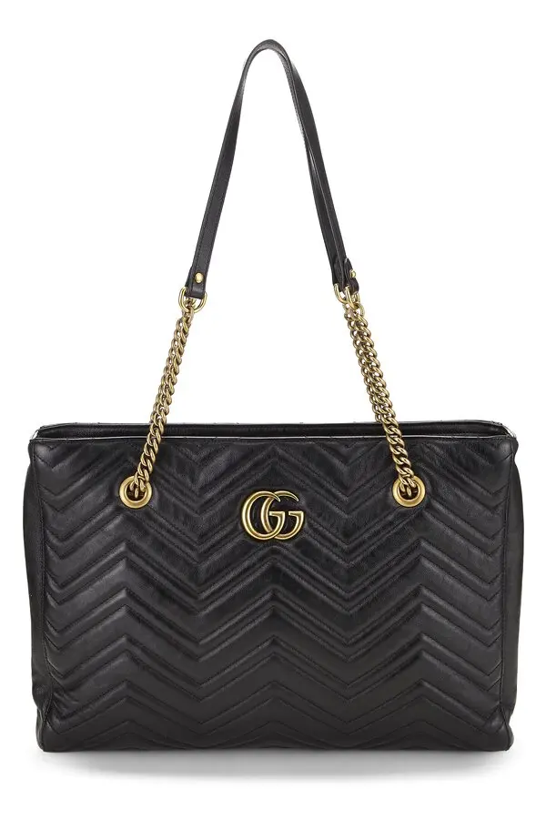 Gucci Leather Gg Marmont Flat Chain Tote