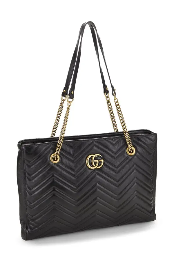Gucci Leather Gg Marmont Flat Chain Tote