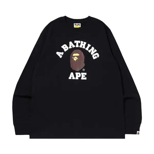 A BATHING APE College Long-sleeve Tee - Black