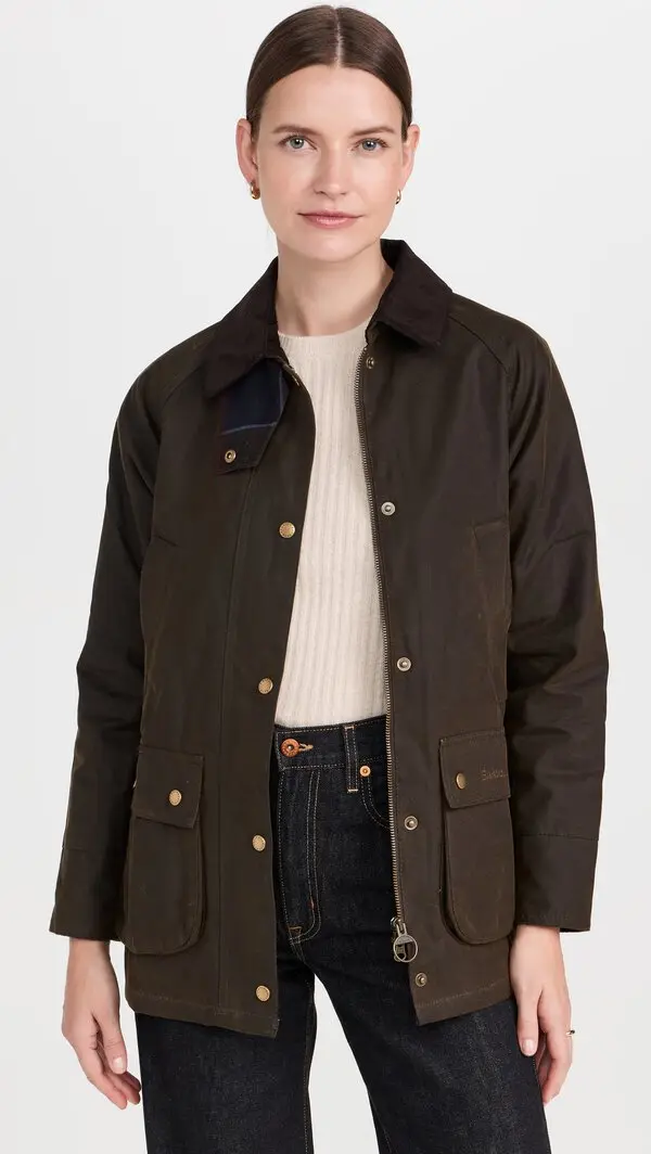 Barbour Acorn Wax Barn Jacket - Olive/classic