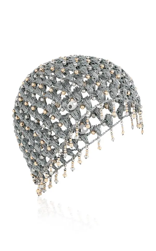 Rabanne Metallic Woven Chain Cap - Silver