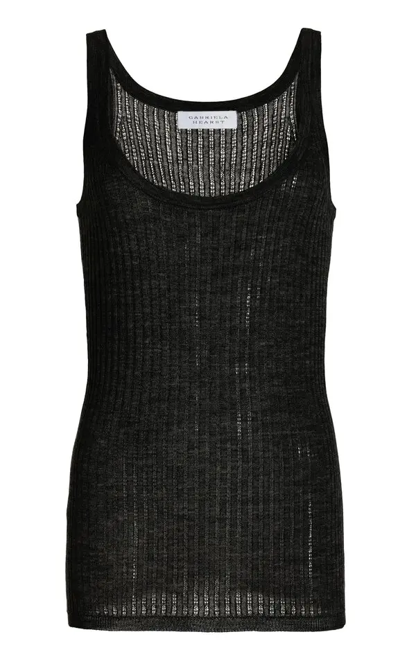 Gabriela Hearst Nevin Pointelle-knit Cashmere-silk Tank Top - Black