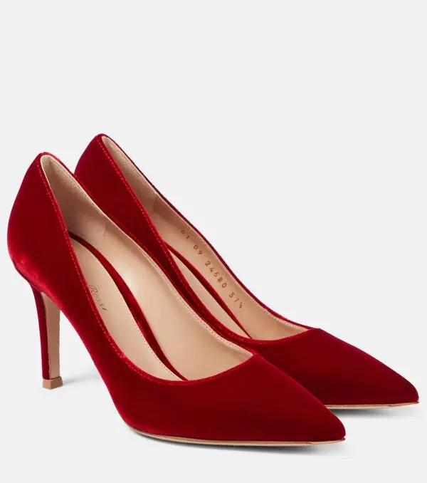 GIANVITO ROSSI 85 Velvet Pumps - Red