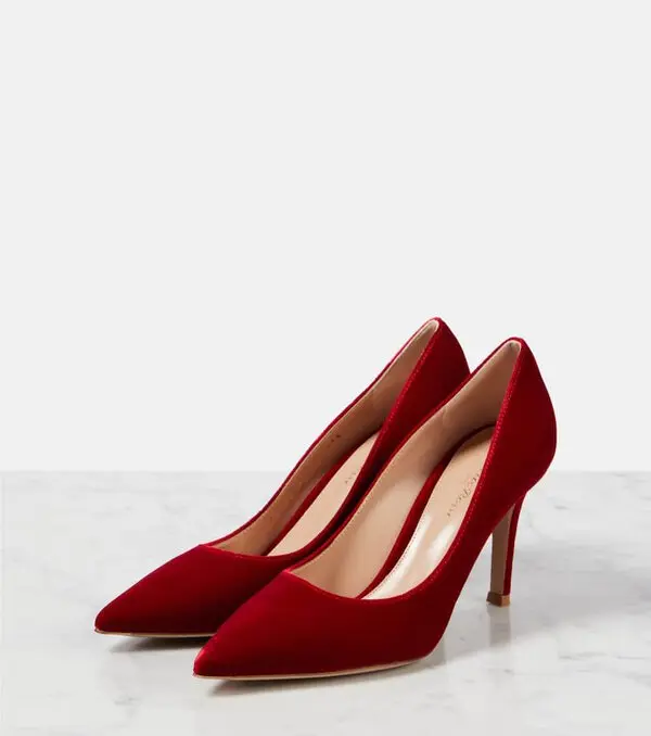 GIANVITO ROSSI 85 Velvet Pumps - Red