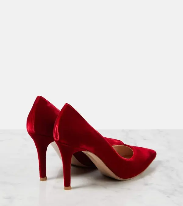 GIANVITO ROSSI 85 Velvet Pumps - Red