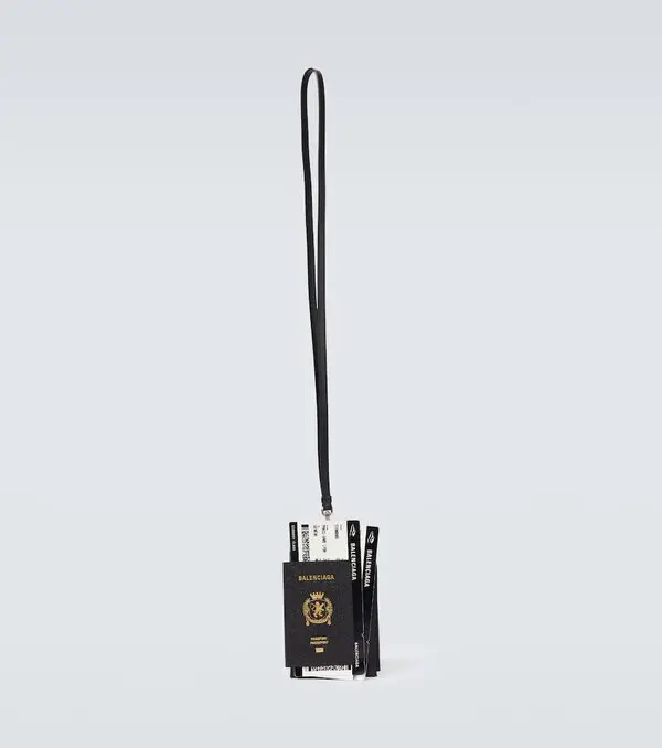 Balenciaga Leather-trimmed Phone And Passport Holder - Black