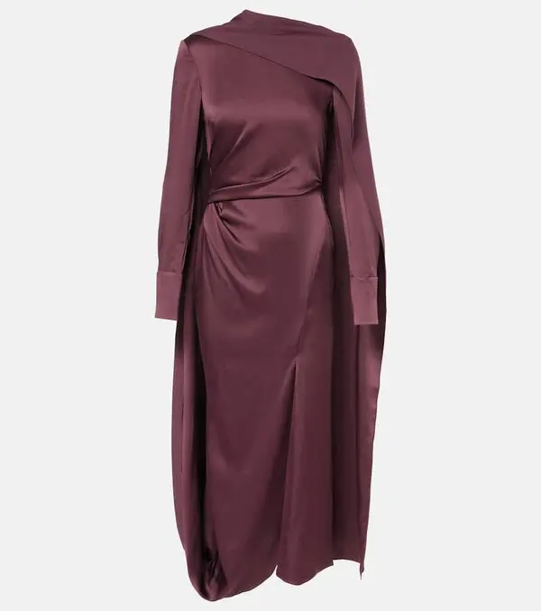 Erdem Draped Satin Midi Dress