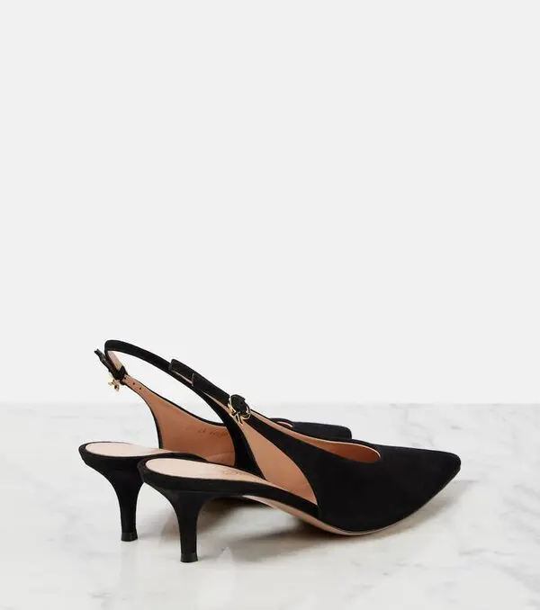 GIANVITO ROSSI Robbie 55 Suede Slingback Pumps - Black
