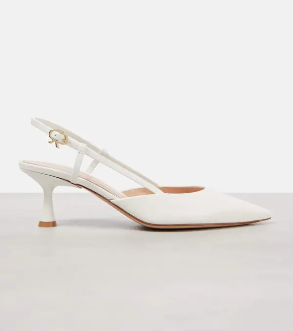 GIANVITO ROSSI Leather Slingback Pumps - White