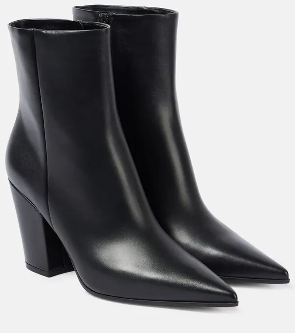 GIANVITO ROSSI Keinna 85 Leather Ankle Boots - Black