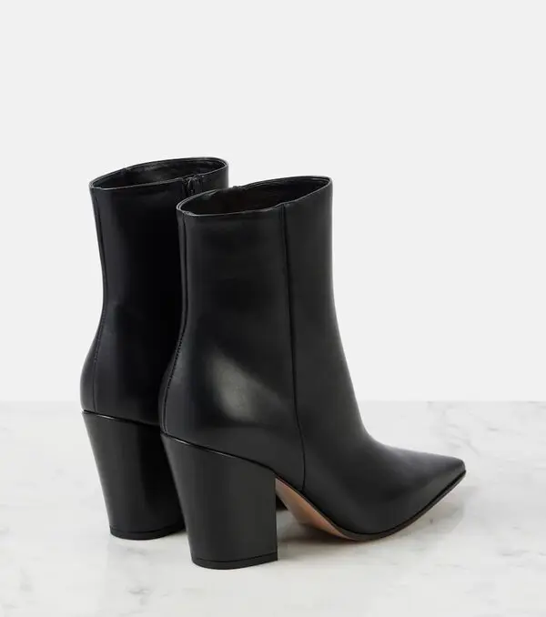GIANVITO ROSSI Keinna 85 Leather Ankle Boots - Black