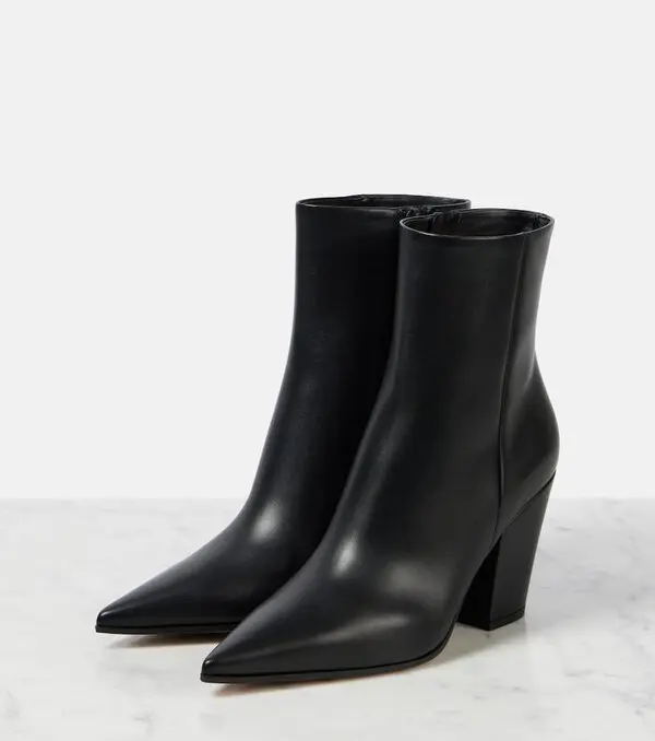 GIANVITO ROSSI Keinna 85 Leather Ankle Boots - Black