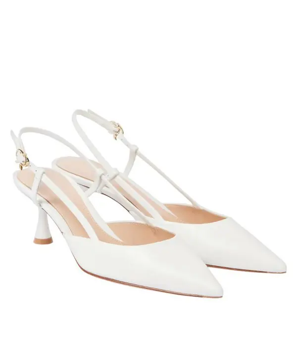 GIANVITO ROSSI Ascent 55 Leather Slingback Pumps - White