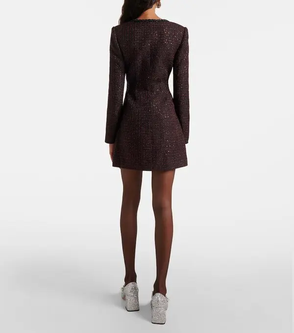 SELF-PORTRAIT Sequined Tweed Mini Dress