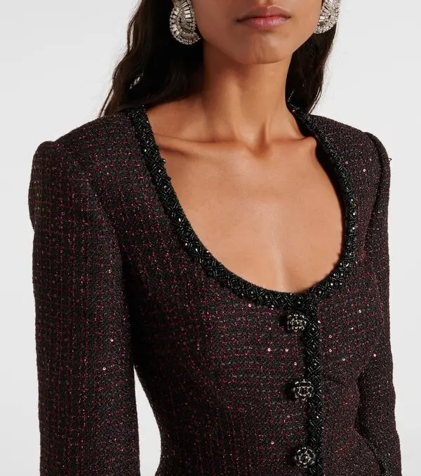 SELF-PORTRAIT Sequined Tweed Mini Dress