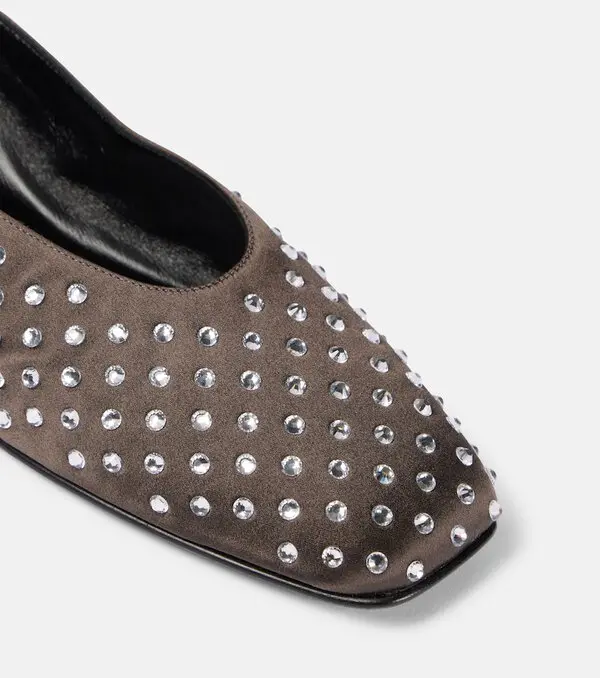 Magda Butrym Embellished Satin Ballet Flats - Brown