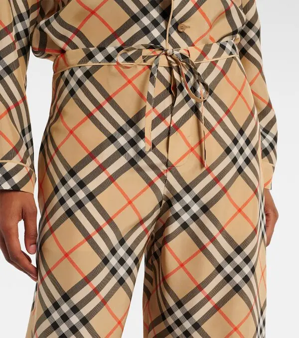 Burberry Check Silk Wide-leg Pants