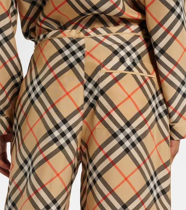 Burberry Check Silk Wide-leg Pants