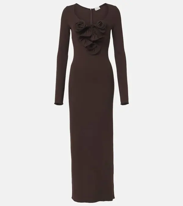 Magda Butrym Floral-appliqué Maxi Dress - Brown