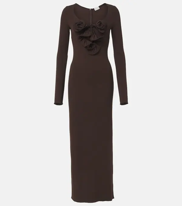 Magda Butrym Floral Appliqué Maxi Dress - Brown