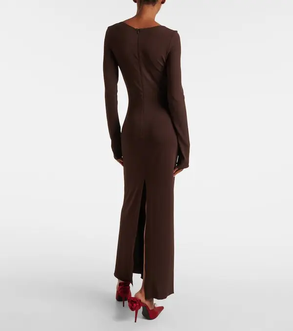 Magda Butrym Floral Appliqué Maxi Dress - Brown