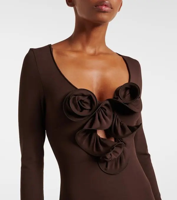 Magda Butrym Floral Appliqué Maxi Dress - Brown