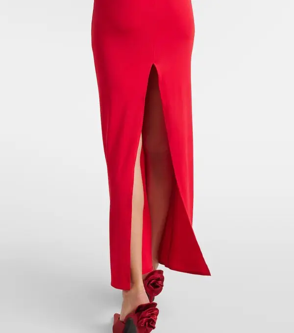 Magda Butrym Floral-appliqué Ruched Jersey Gown